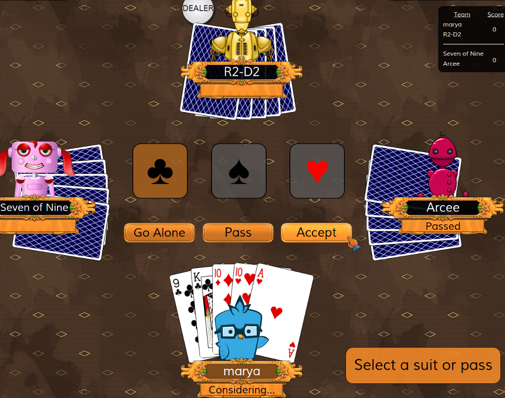 Euchre by Example - the 'Reverse Next' strategy | World of Card Games